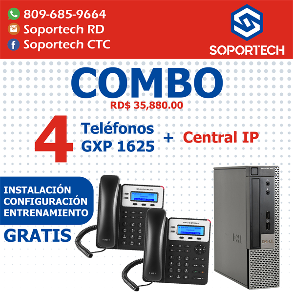 COMBO CENTRAL TELEFONICA IP + 4 TELEFONOS IP (GRATIS INSTALACION Y ...